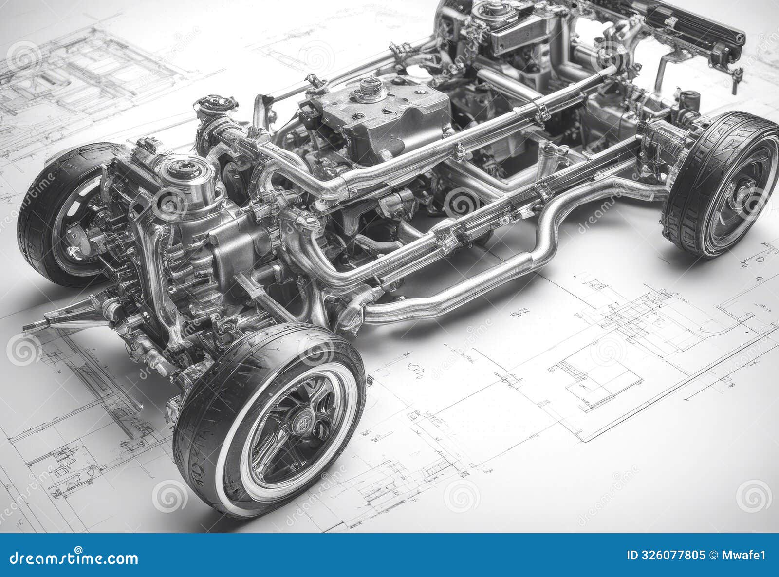Engine Design Car Blueprint Chassis Stock Illustration - Illustration ...