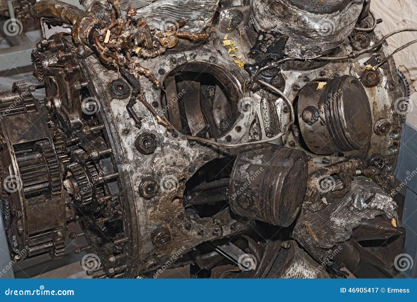 Engine Destroyed of an Old Military Aircraft Stock Image - Image of ...
