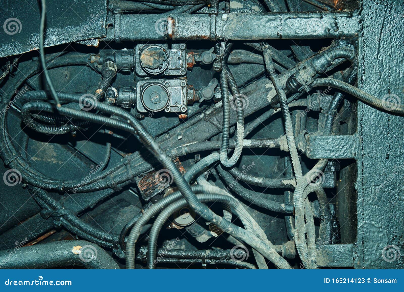 Engine Details. Old and Rusty Motor Engine Parts Stock Image - Image of ...