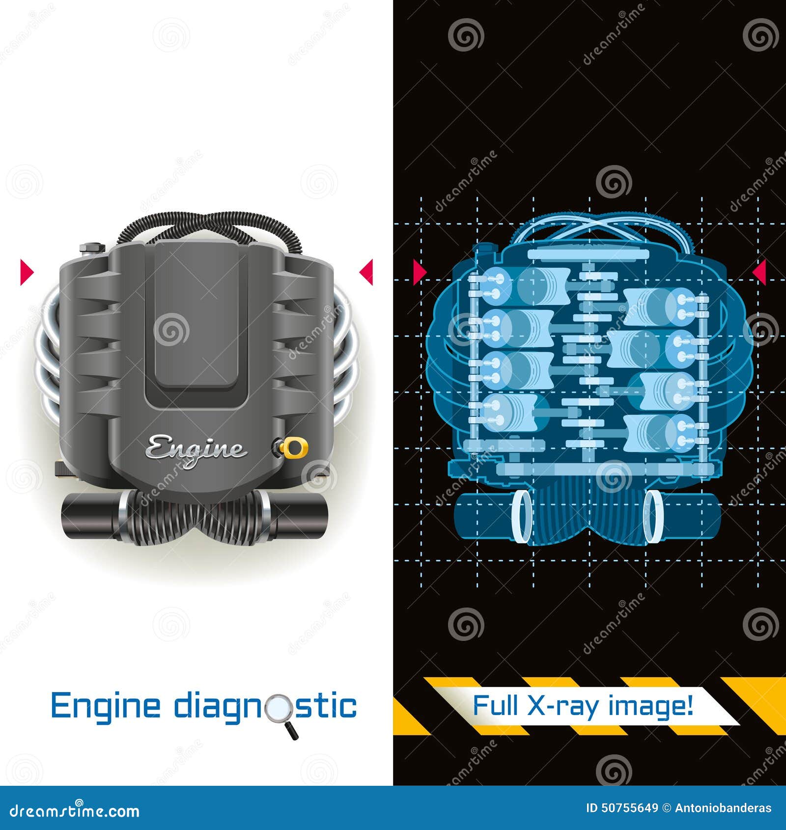 Engine Diagnostic Full X-ray Stock Vector - Illustration of ...