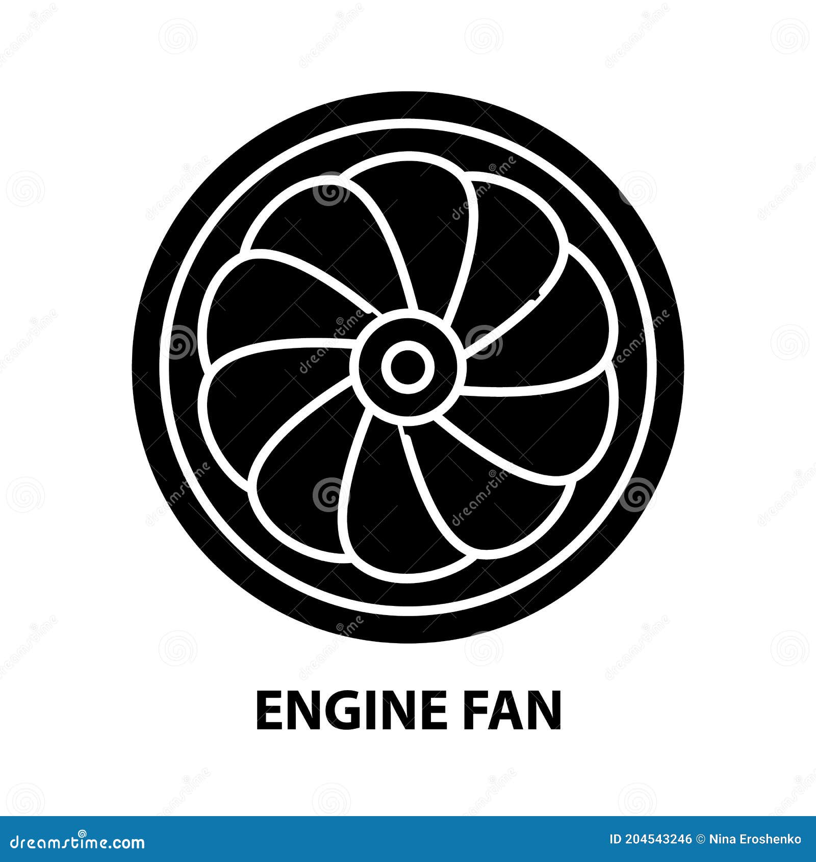 Engine Fan Icon, Black Vector Sign with Editable Strokes, Concept ...