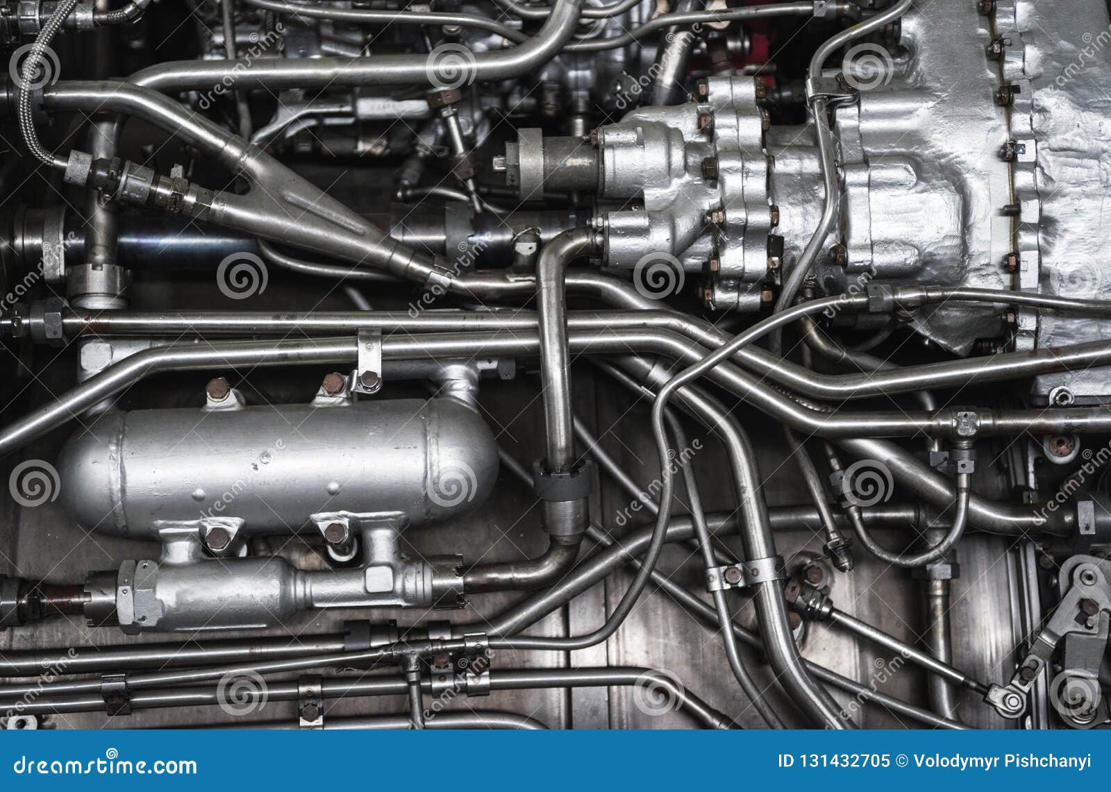 Engine Fragment of a Military Aircraft. Complex Mechanical Aggregate ...
