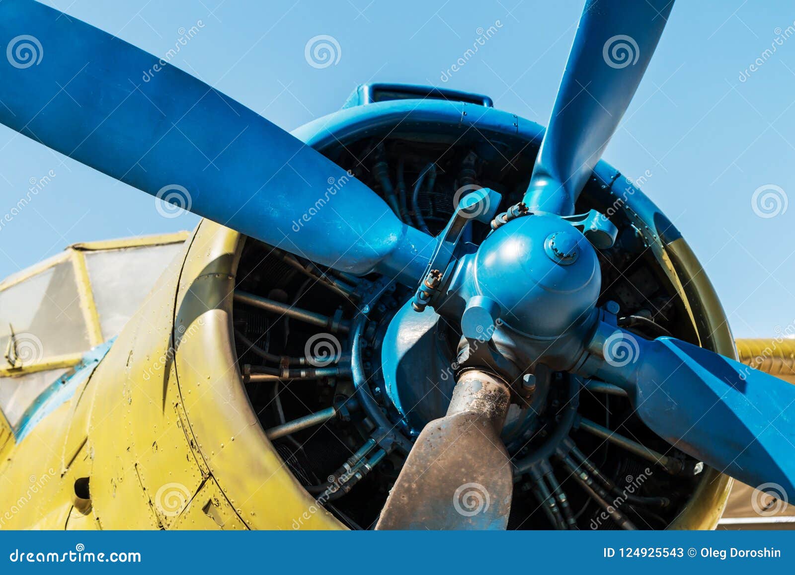 Engine, Fuselage and Propeller of the Airplane Stock Image - Image of ...
