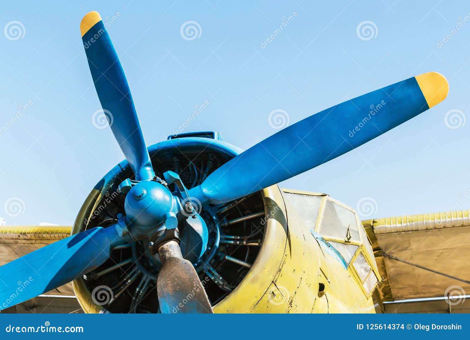 Engine, Fuselage and Propeller of the Airplane Transportation Stock ...