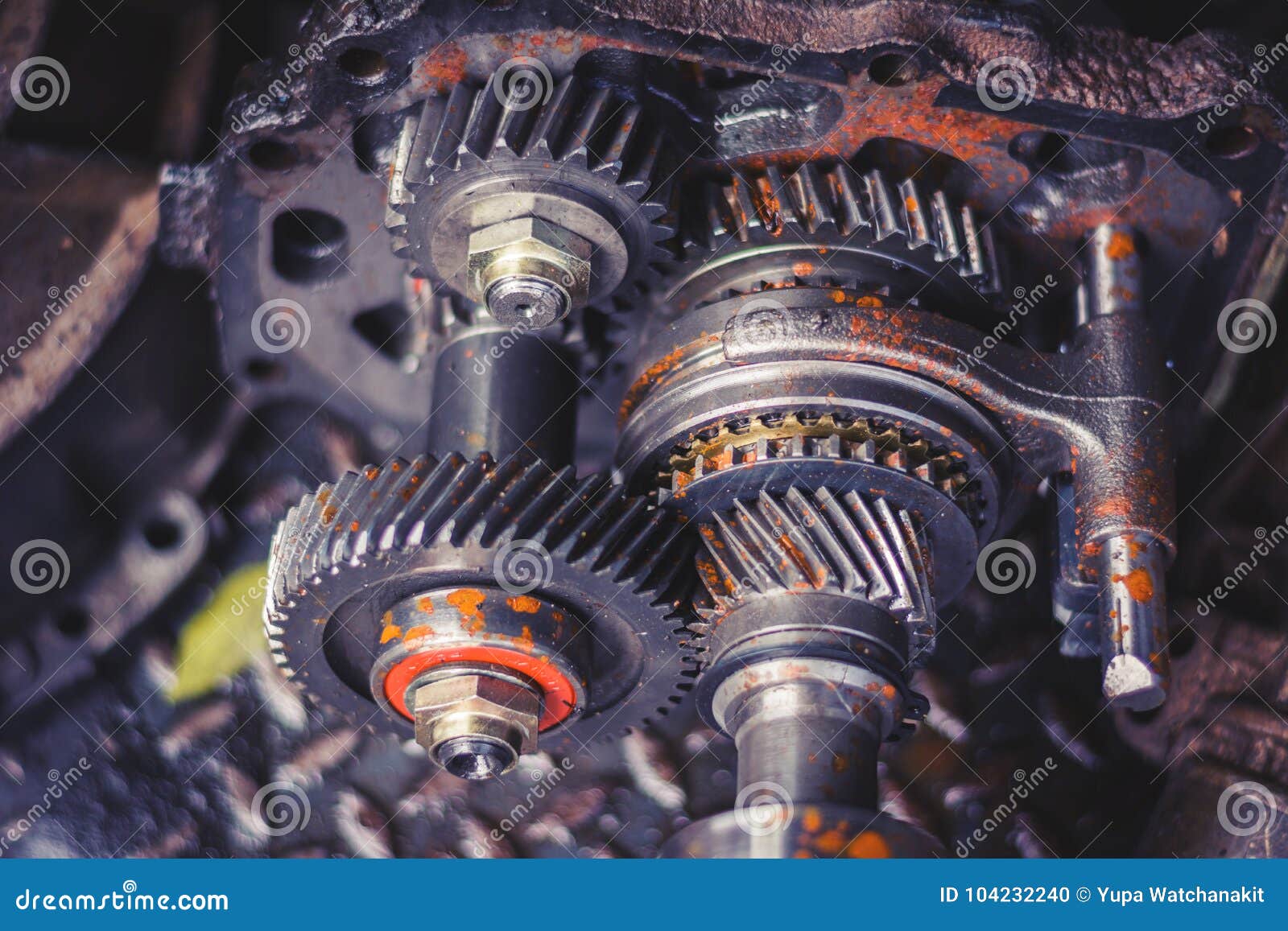 Engine Gear Wheel with Dirty Oil and Rust Stock Photo - Image of ...