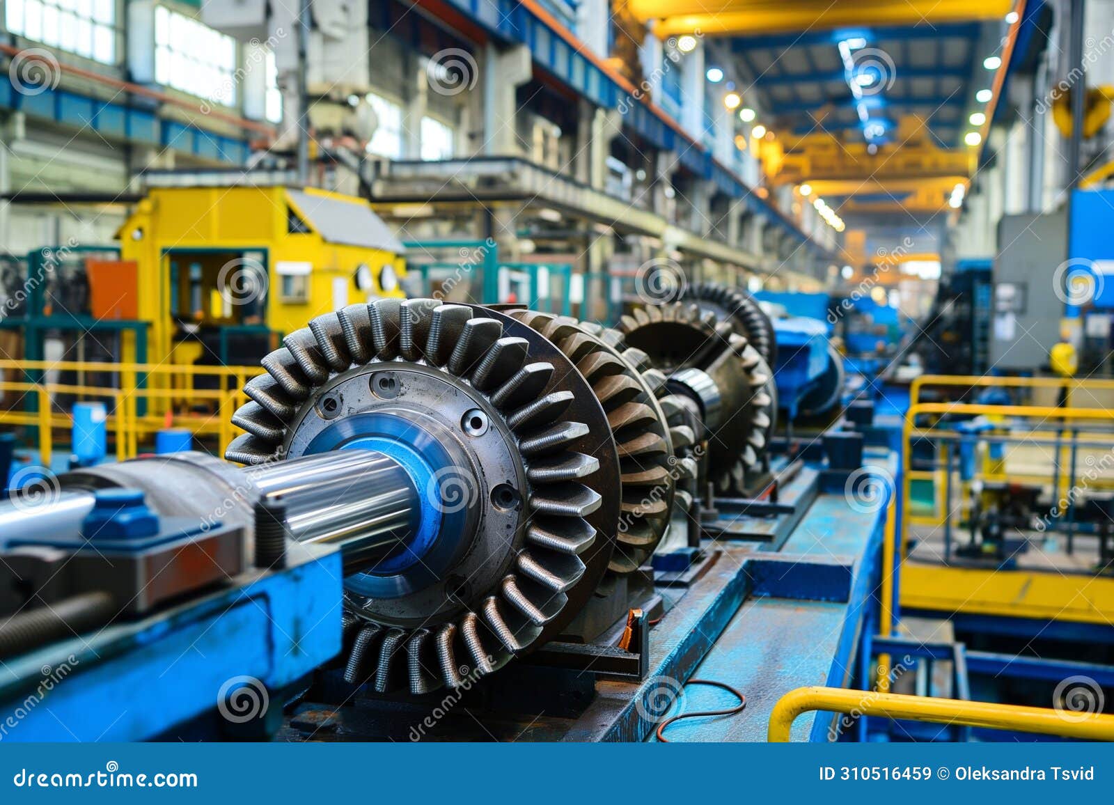 Engine Gear Wheels, Industrial Background, Blue Colors Stock Image ...