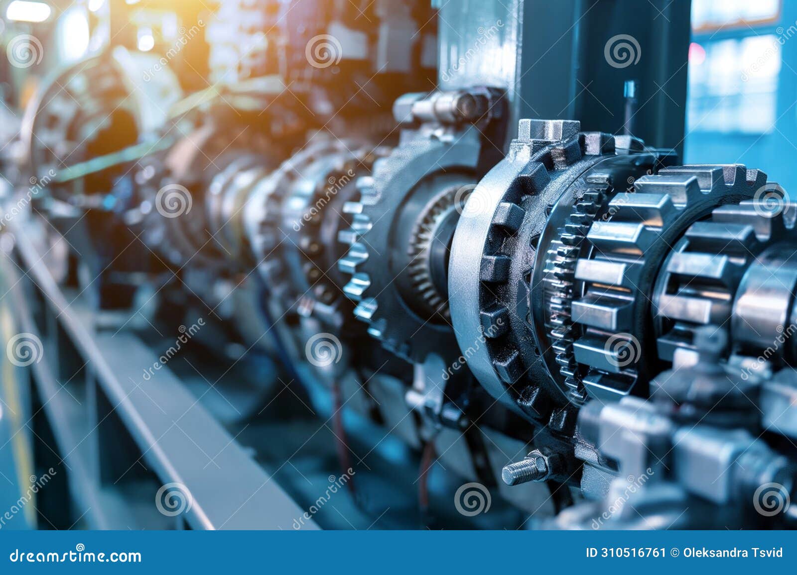Engine Gear Wheels, Industrial Background, Blue Colors Stock Image ...