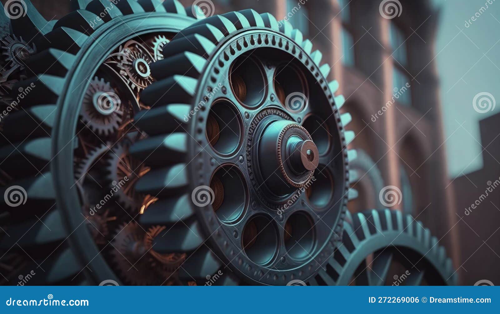 Engine Gears Wheels, Closeup View. Generative Ai Stock Illustration ...
