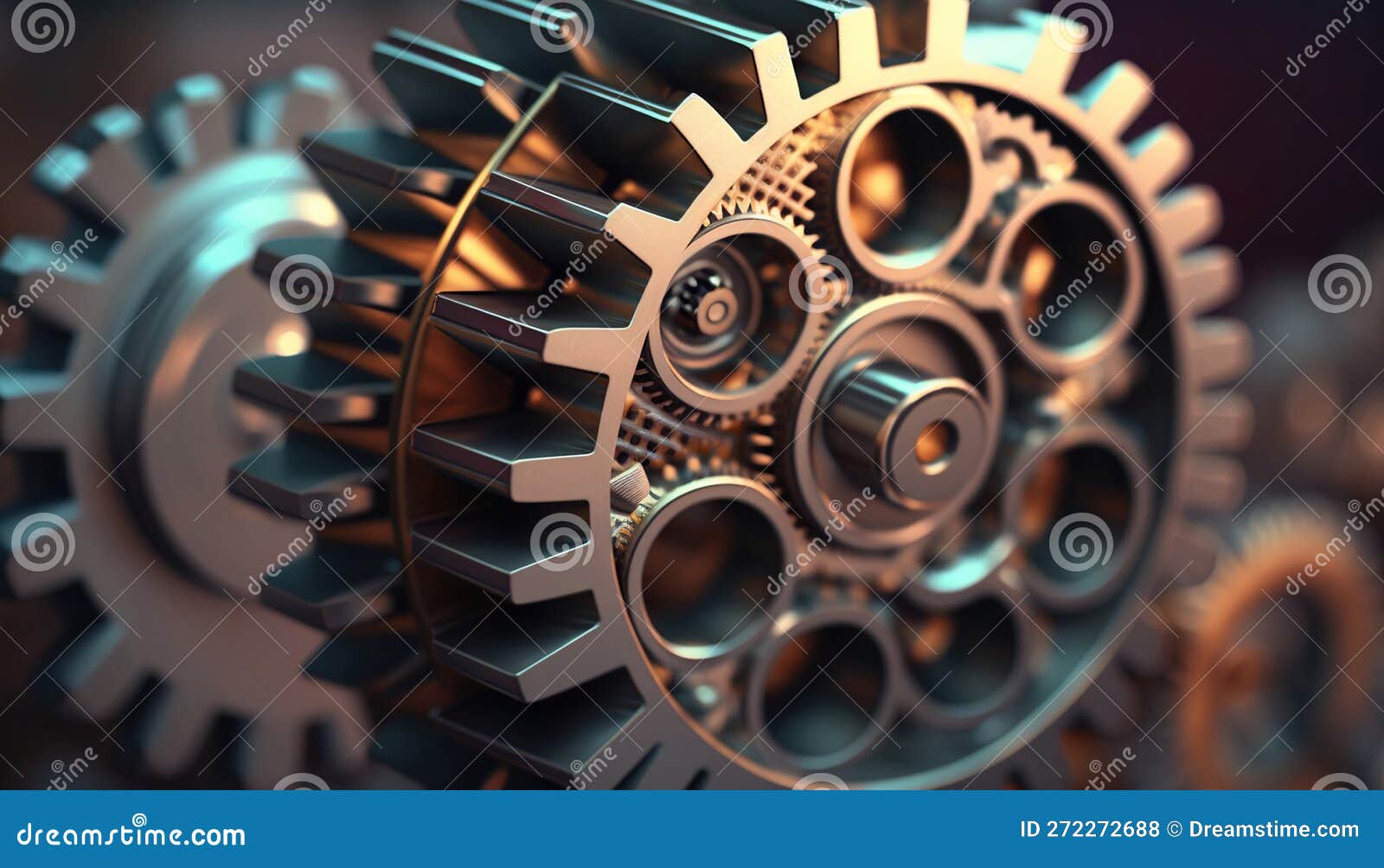 Engine Gears Wheels, Closeup View. Generative AI Stock Illustration ...