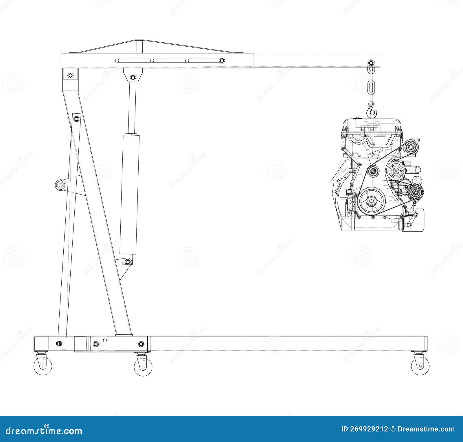 Engine hoist with engine stock illustration. Illustration of machine ...