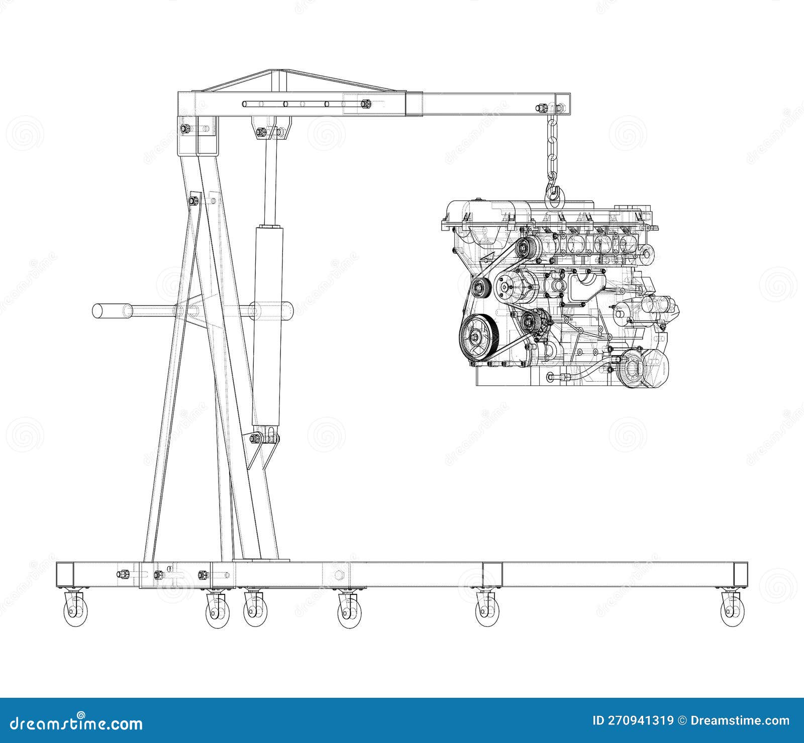 Engine hoist with engine stock illustration. Illustration of repair ...