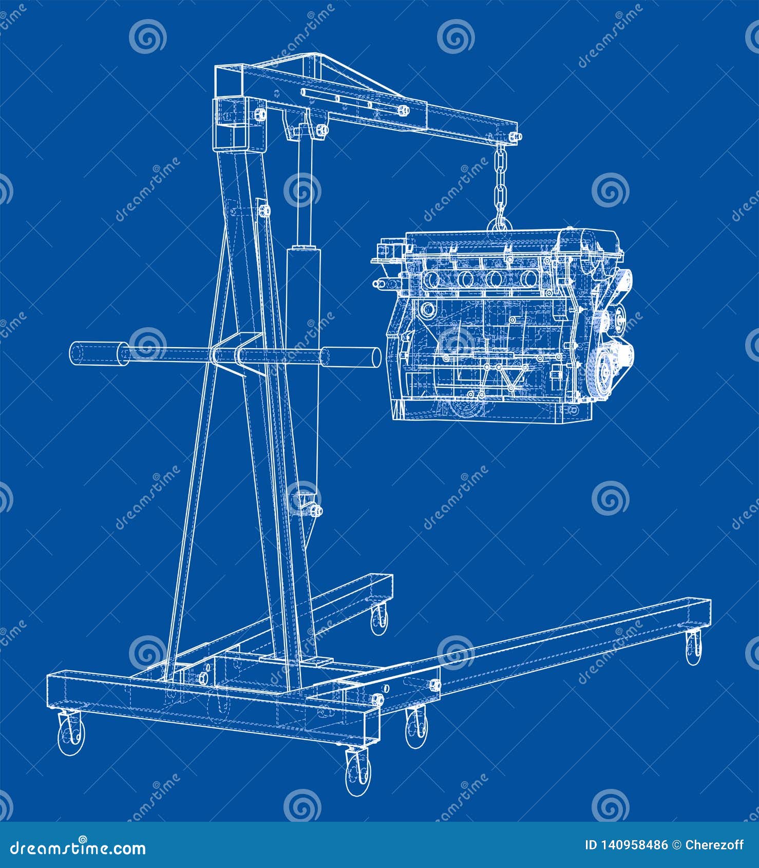 Engine Hoist with Engine Outline Stock Vector - Illustration of ...