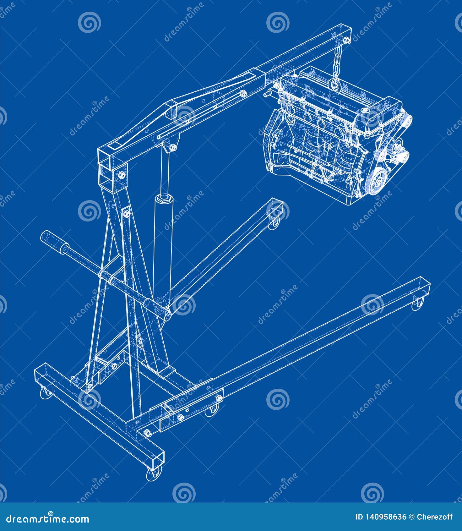 Engine Hoist with Engine Outline Stock Vector - Illustration of ...