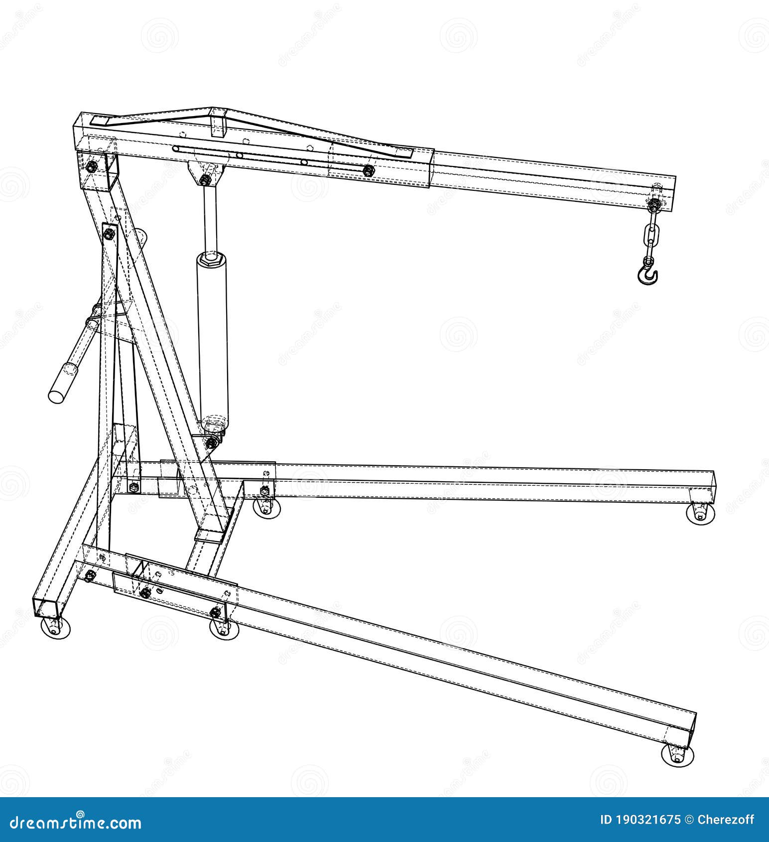 Engine Hoist Outline. 3D Illustration Stock Illustration - Illustration ...