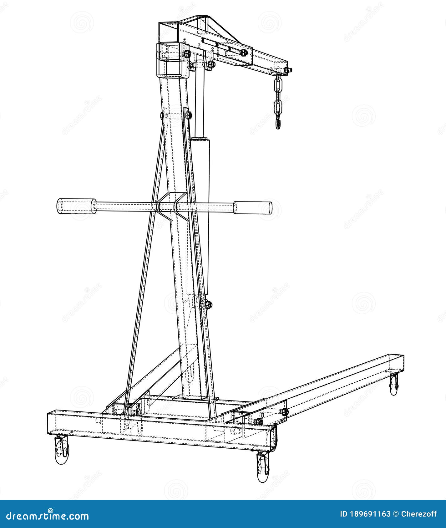 Engine Hoist Outline. 3D Illustration Stock Illustration - Illustration ...