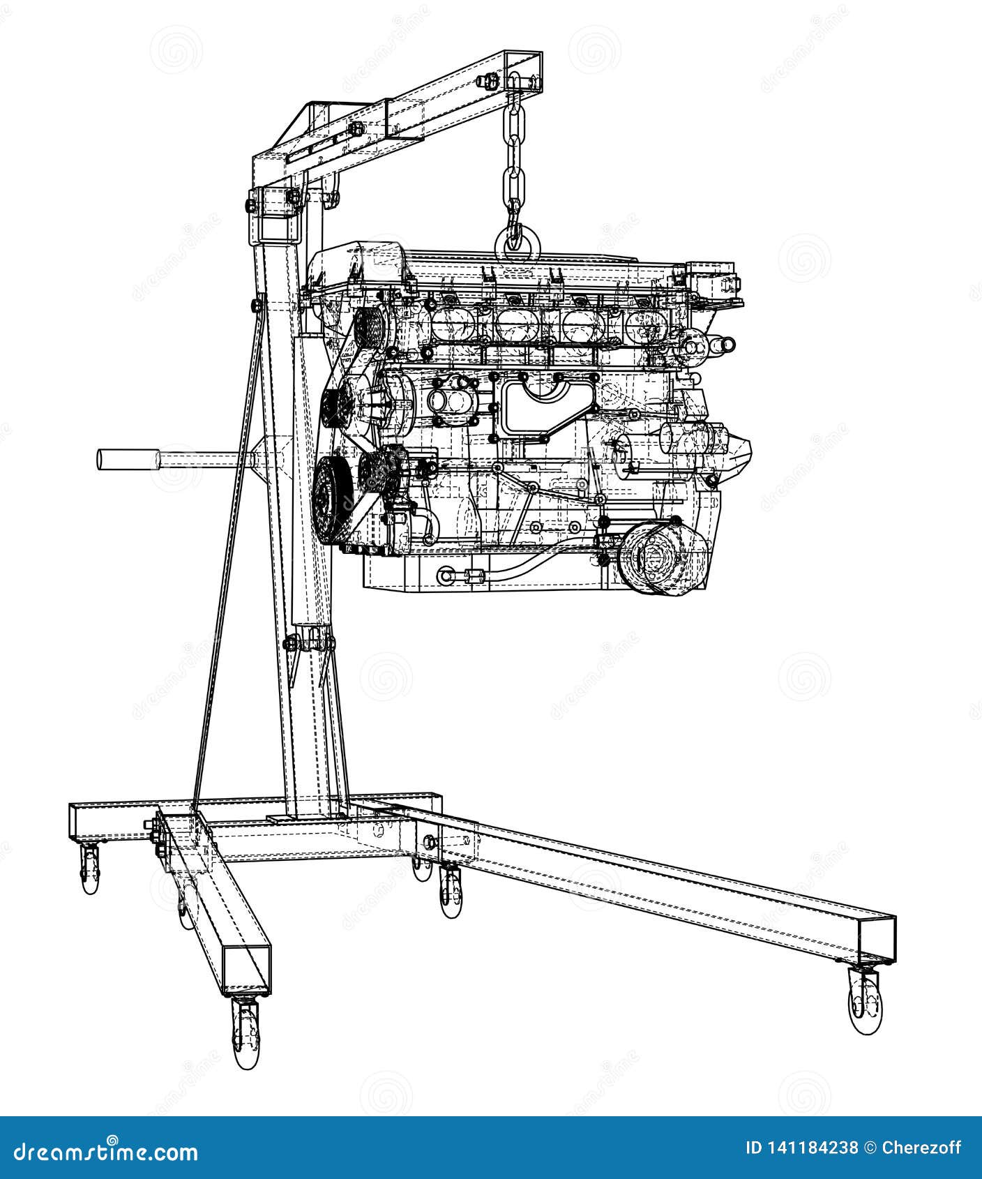 Engine Hoist with Engine Outline Stock Vector - Illustration of ...