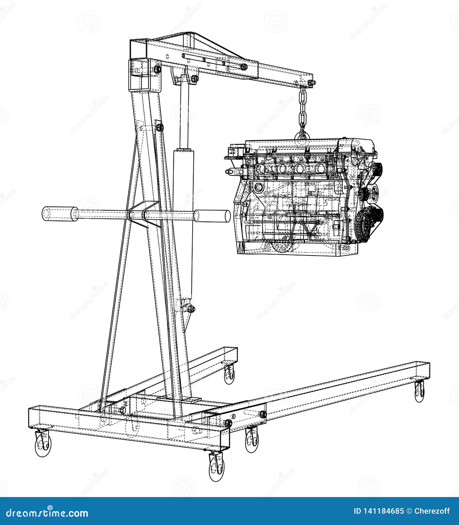 Engine Hoist with Engine Outline Stock Vector - Illustration of concept ...