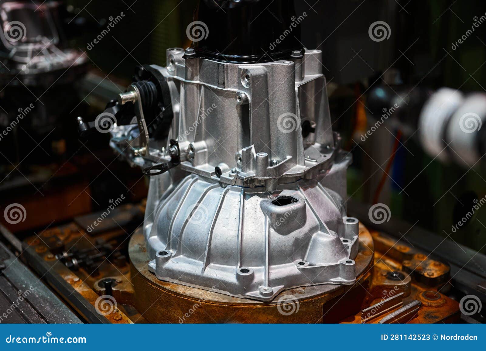 Engine Housing for Flywheel and Clutch Basket at Assembling Stock Image ...