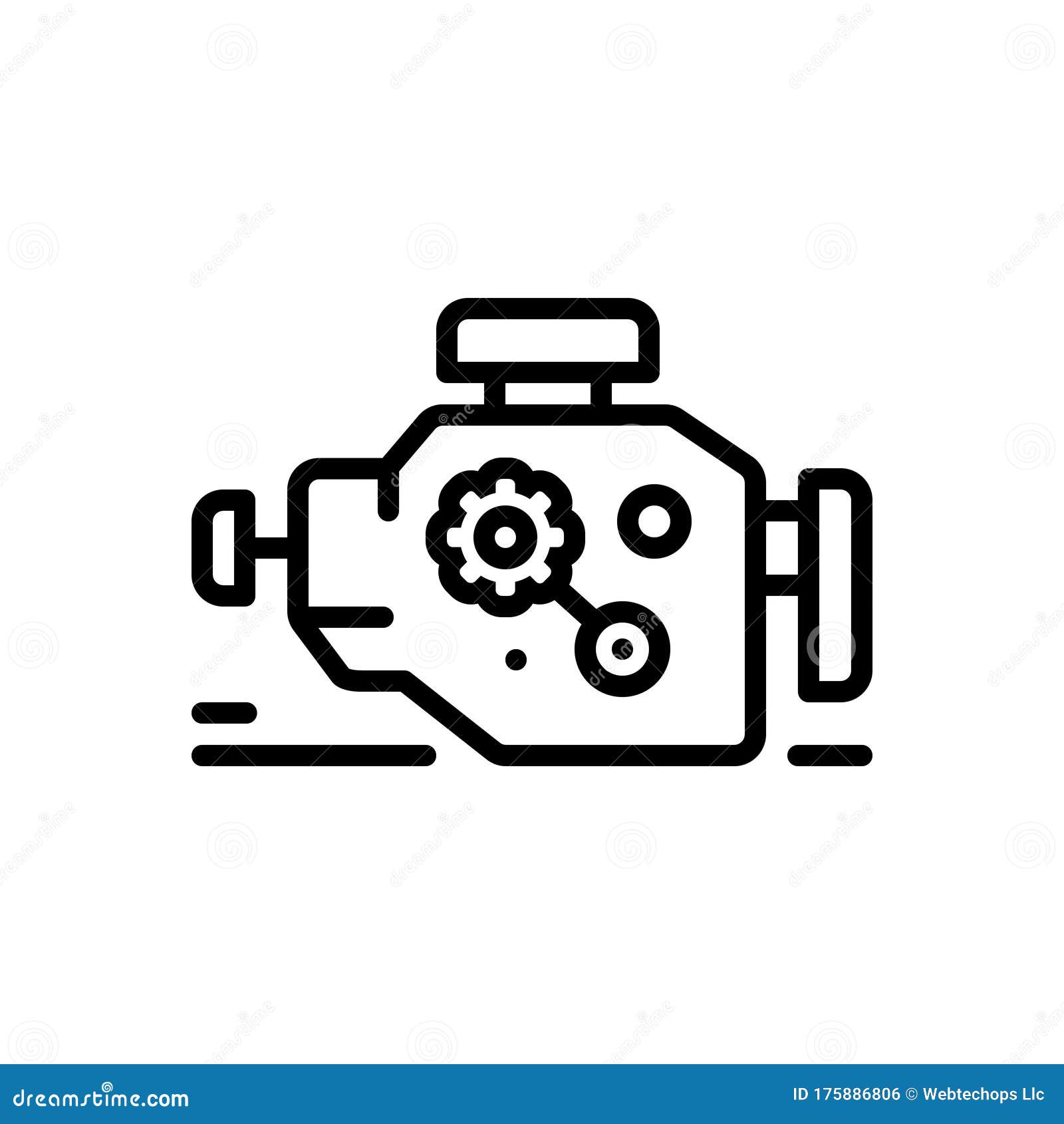 Black Line Icon for Engine, Motor and Machine Stock Vector ...