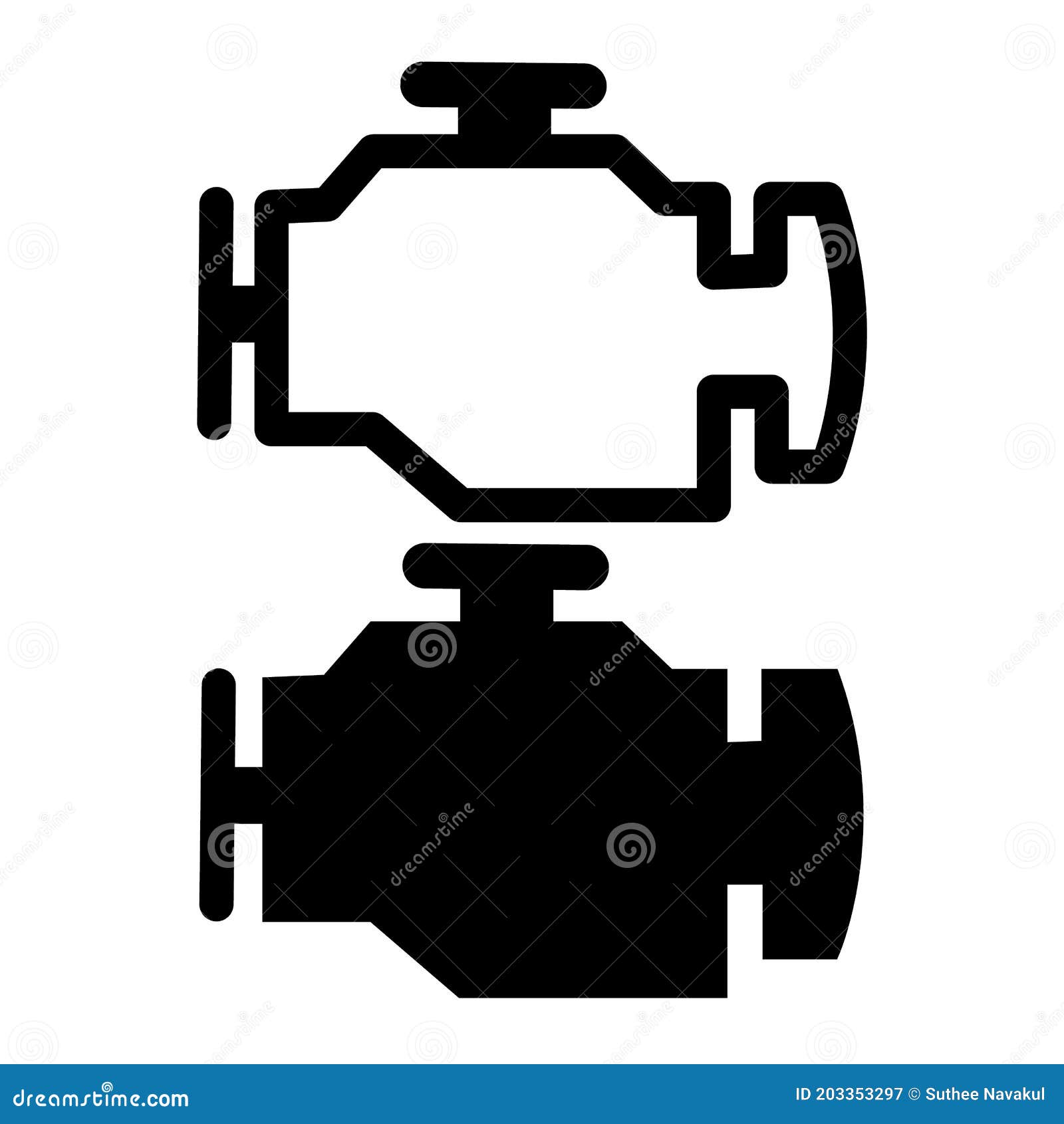 Engine Icon on White Background. Car Check Engine. Warning Sign. Flat ...