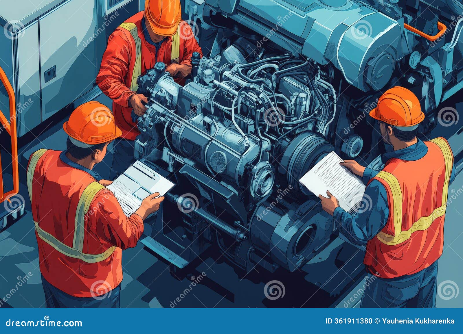 Engine Inspection with Borescope Technique Stock Illustration ...