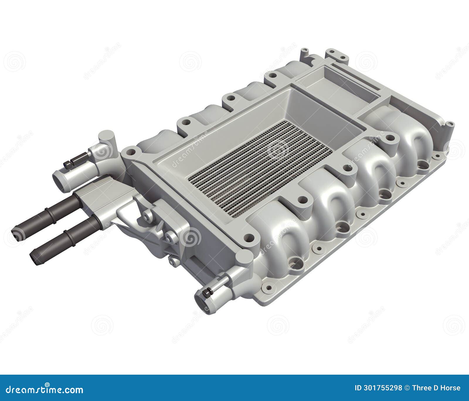 Engine Intake Manifold 3D Rendering on White Background Stock ...