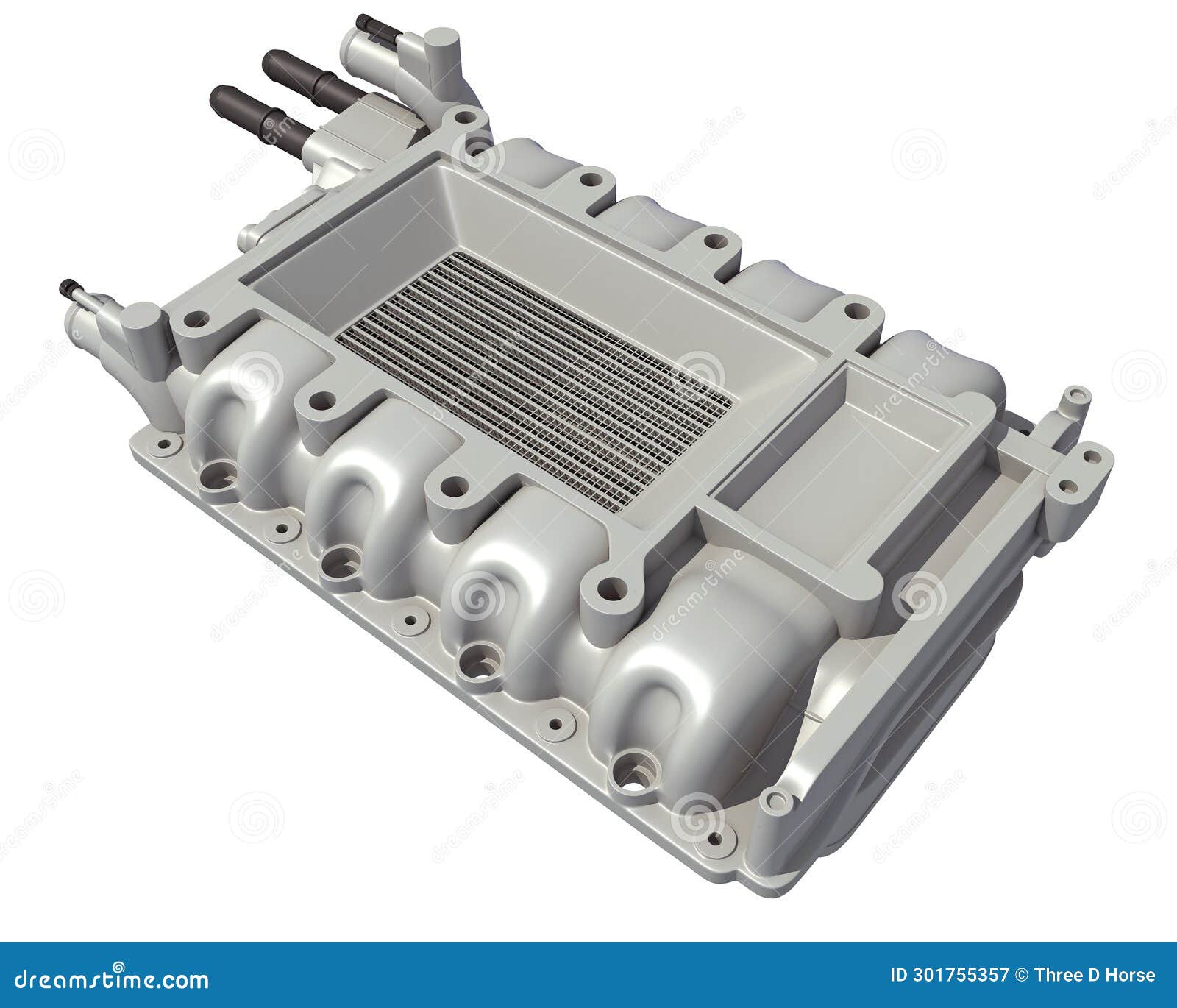 Engine Intake Manifold 3D Rendering on White Background Stock ...