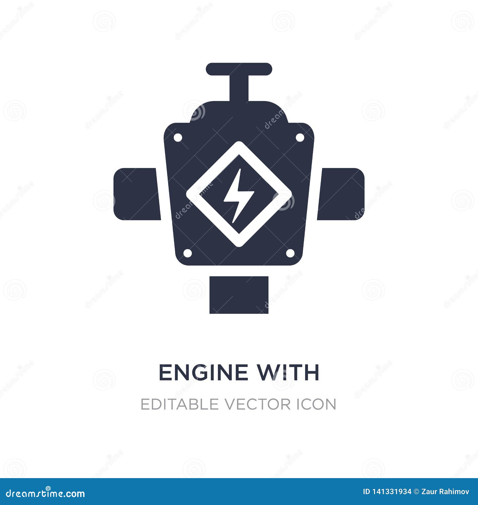 Engine with Lighting Bolt Icon on White Background. Simple Element ...