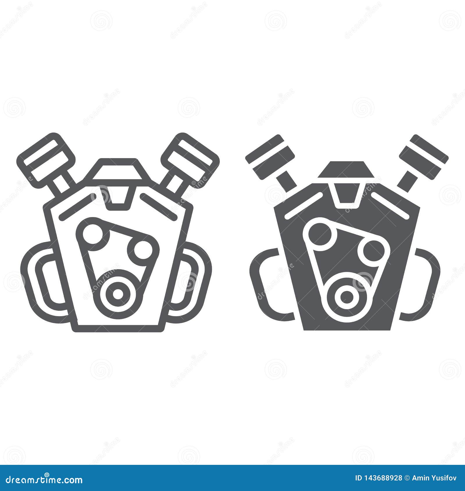 Engine Line and Glyph Icon, Auto and Part, Motor Sign, Vector Graphics ...
