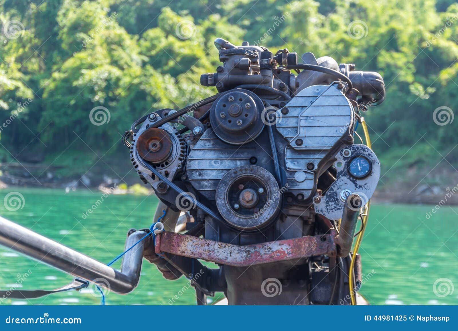 The Engine of the Long Tail Boat Stock Image - Image of gear, internal ...