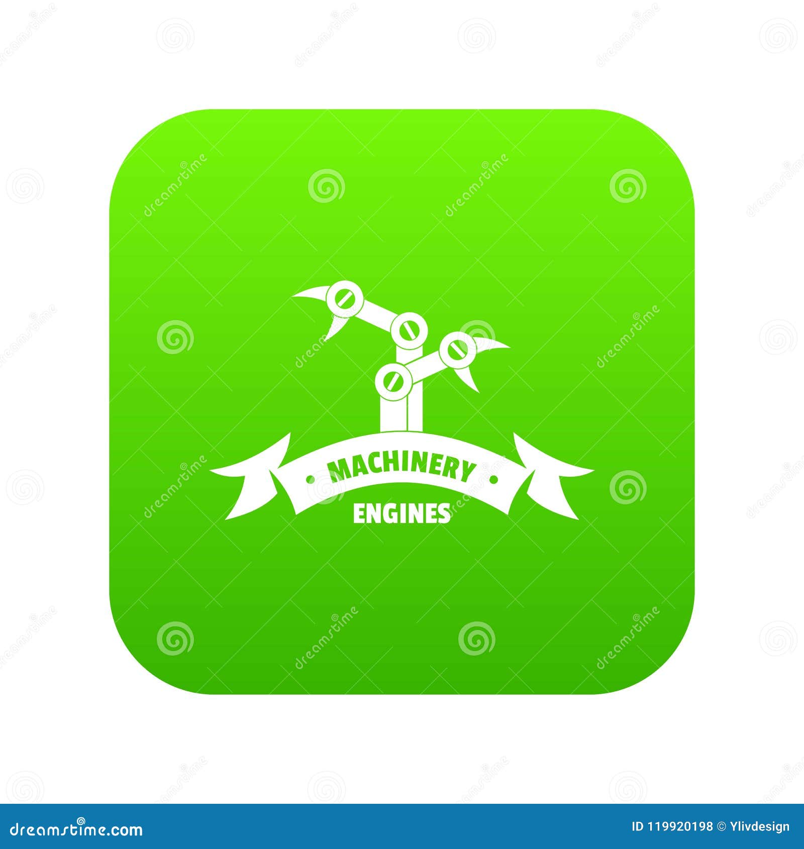 Engine Machinery Icon Green Vector Stock Vector - Illustration of ...