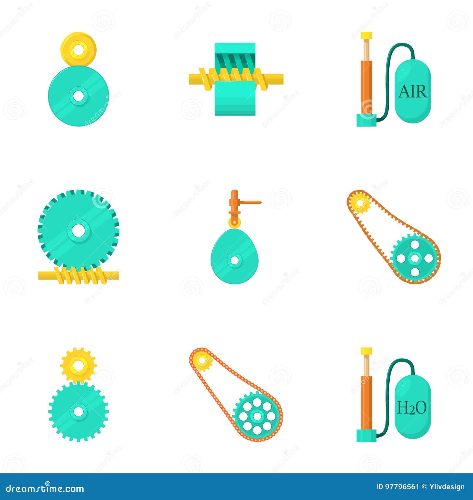 Engine Maintenance Icons Set, Cartoon Style Stock Vector - Illustration ...