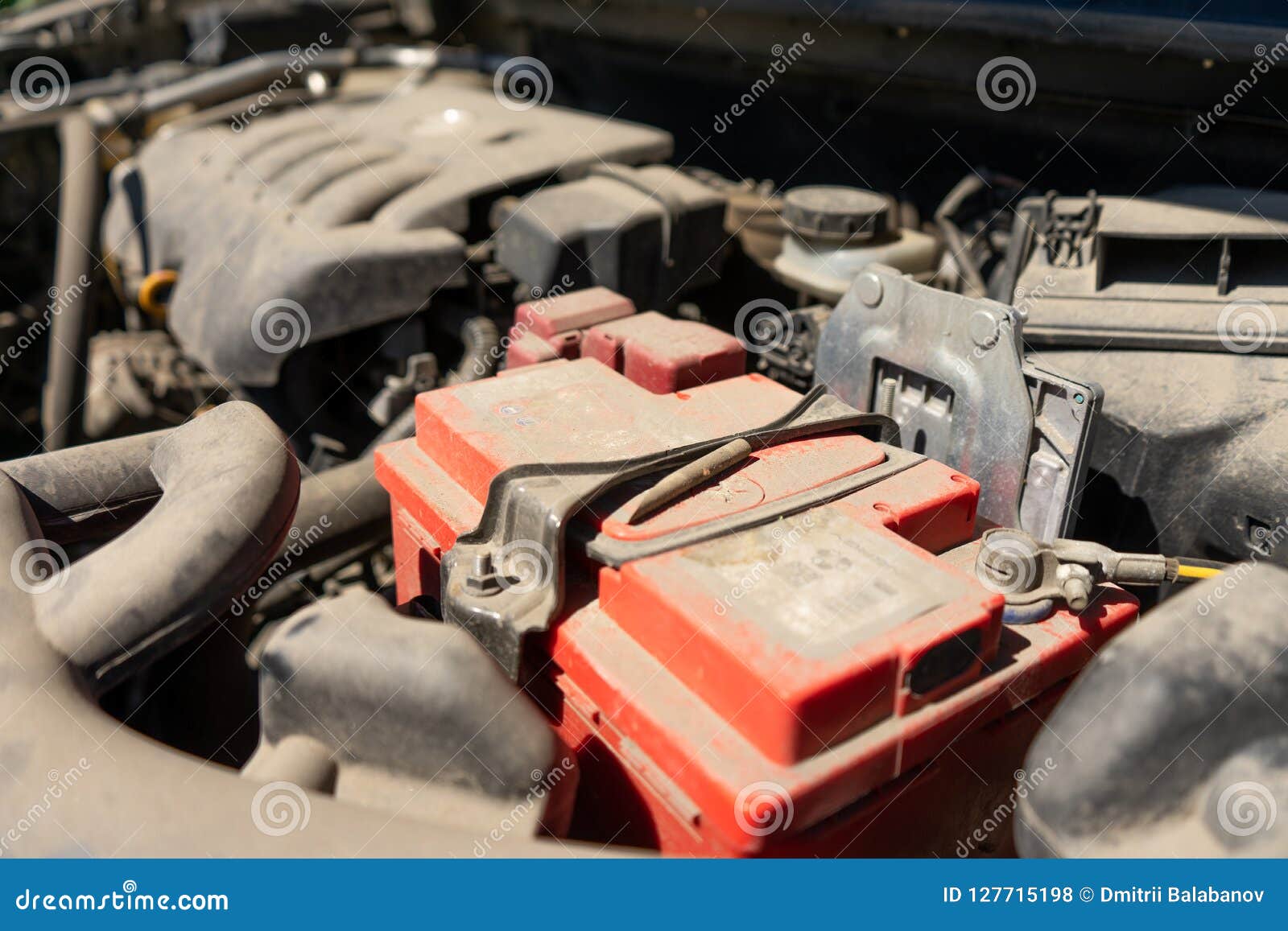 The Engine of the Modern Car, the Bonnet is Open. Stock Photo - Image ...