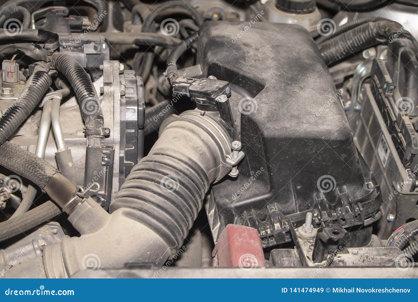The Engine of the Modern Car in Dust Stock Image - Image of generator ...