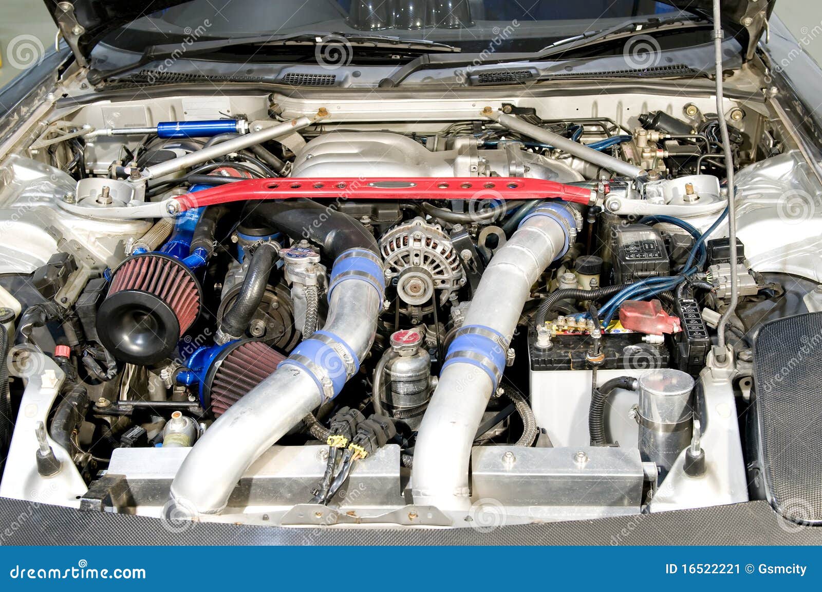 Engine of a Modern Sport Car Stock Image - Image of machine, metallic ...