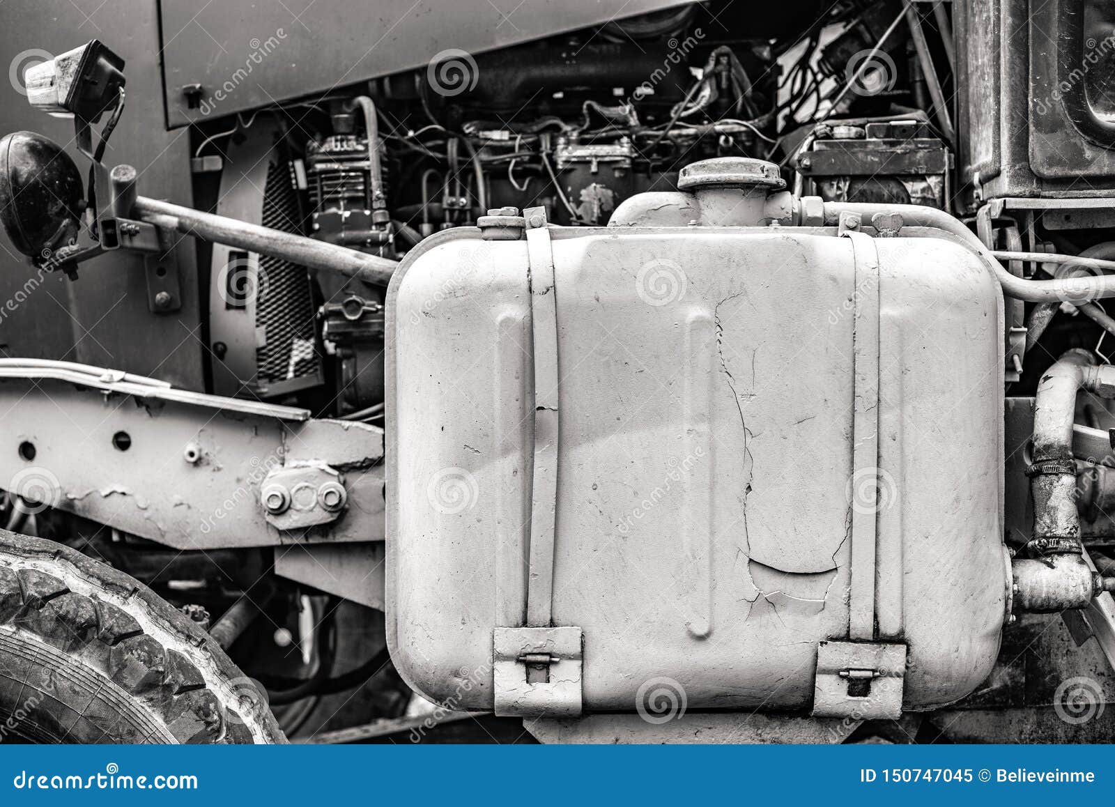 Engine Motor of an Old Tractor. Stock Image - Image of building ...
