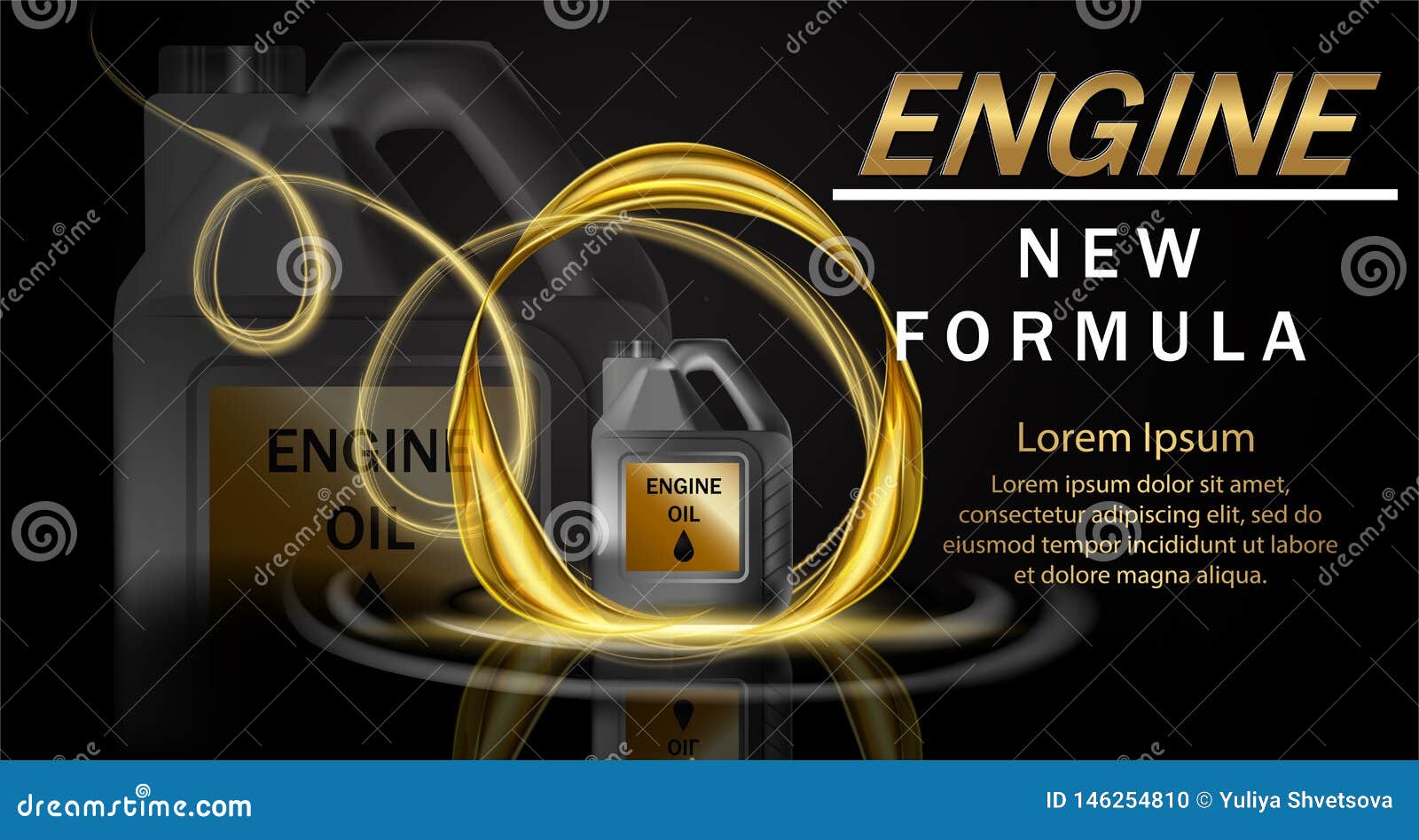 Engine Oil Advertisement Background. Vector Illustration with Realistic ...