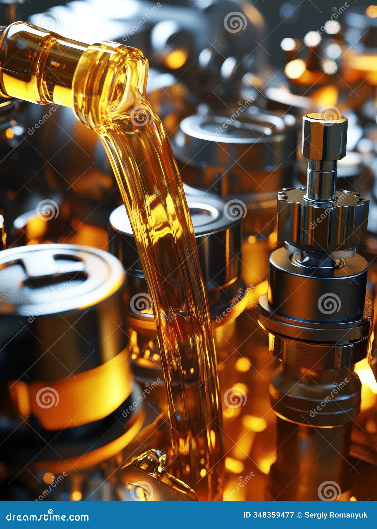 Engine Oil Being Poured into a 3d Engine for Maintenance and ...