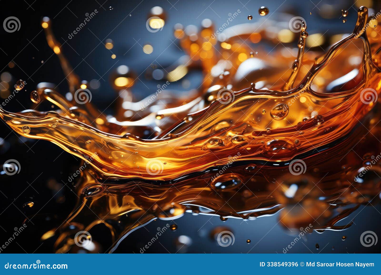 Engine Oil Cascading Background, Oil Dynamic Motion and the Interaction ...