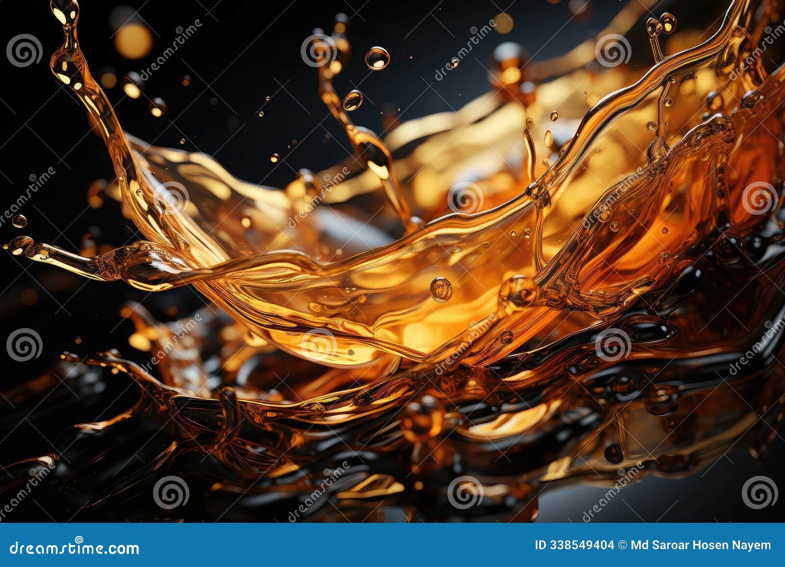 Engine Oil Cascading Background, Oil Dynamic Motion and the Interaction ...
