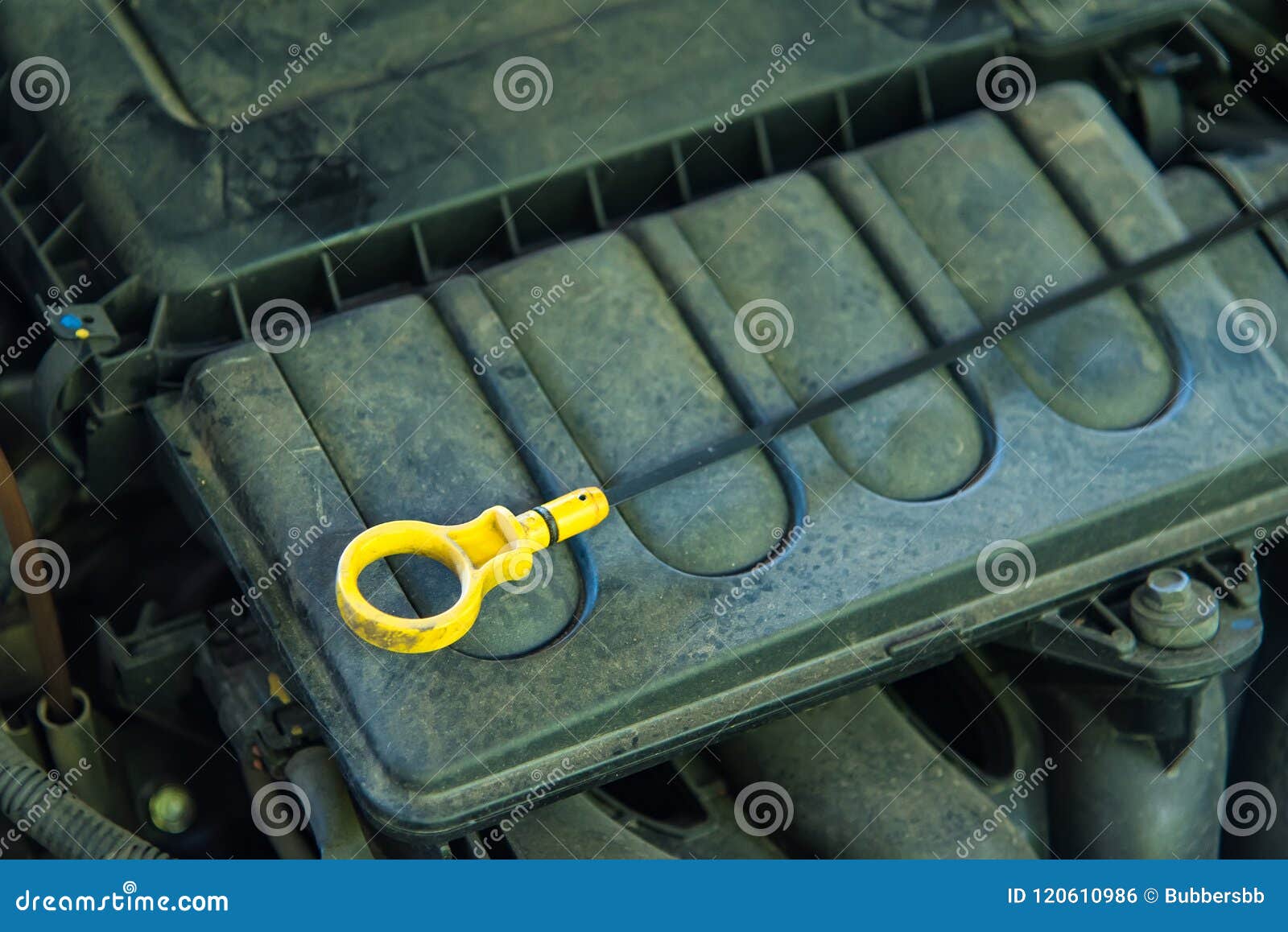 Engine Oil Dip Stick in a Car. Stock Photo - Image of garage, check ...
