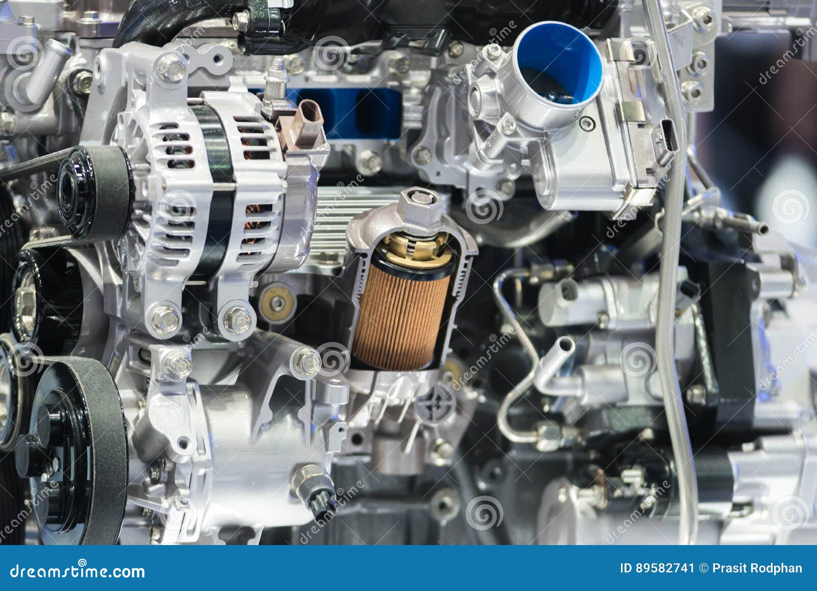 Engine Oil Filter Cross Section Display Inside Machine Motor in Stock ...