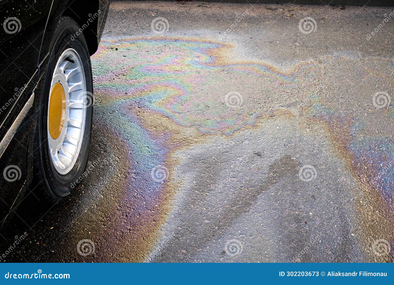 Engine Oil Stains of Car. Leak Under the Car when the Car is Park Stock ...