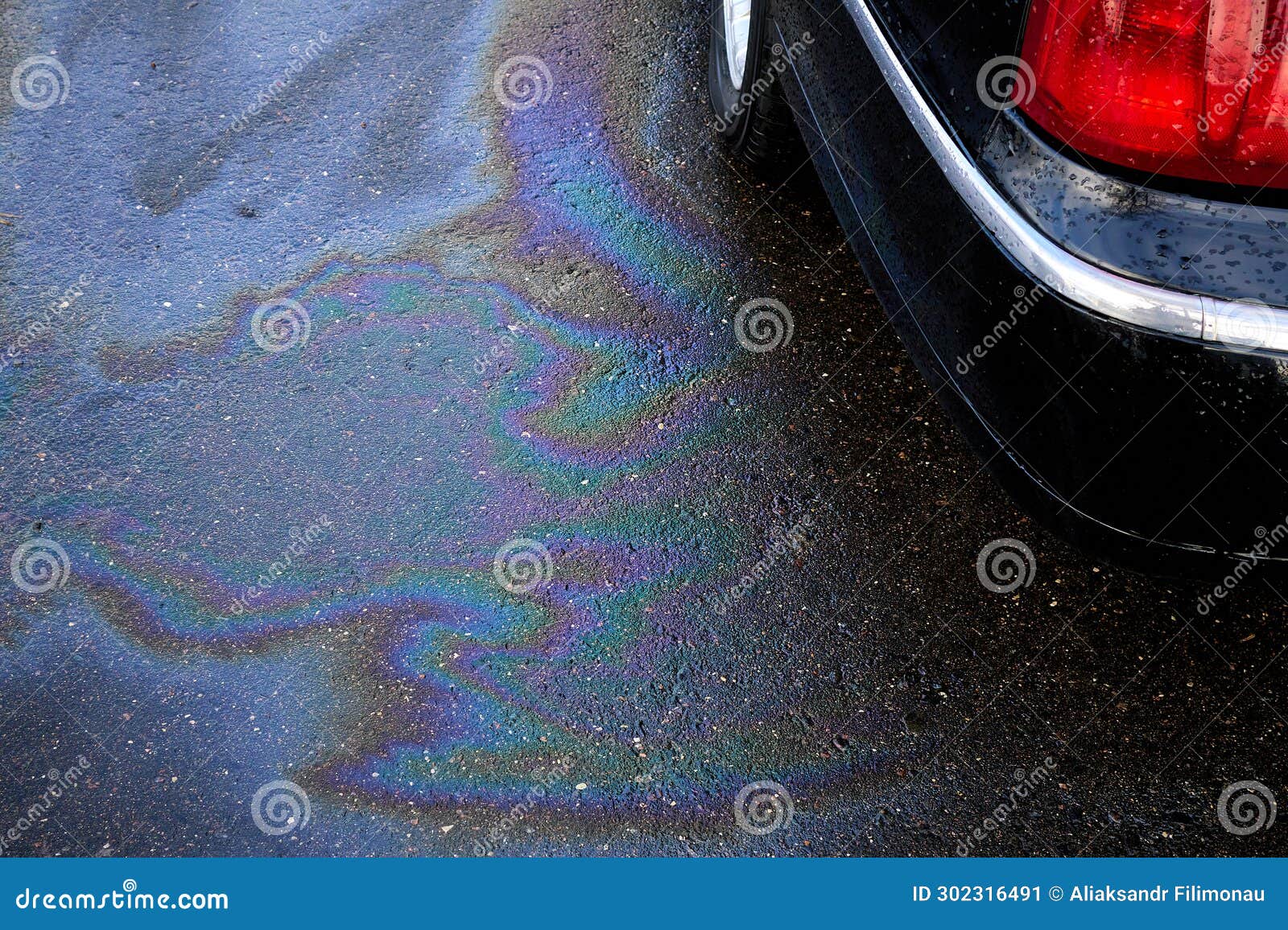 Engine Oil Stains of Car. Leak Under the Car when the Car is Park Stock ...