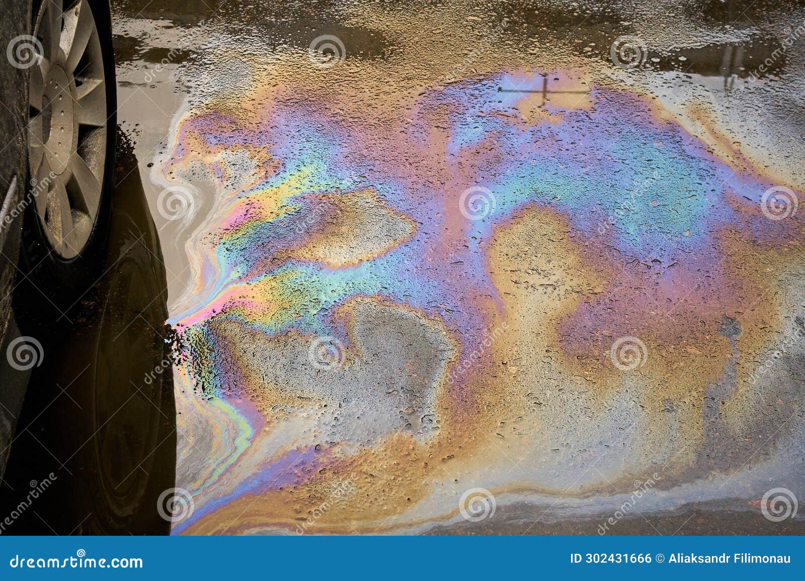 Engine Oil Stains of Car. Leak Under the Car when the Car is Park Stock ...