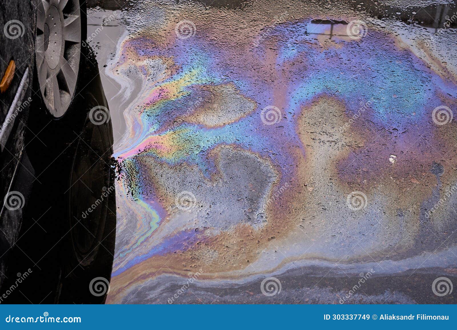 Engine Oil Stains of Car. Leak Under the Car when the Car is Park Stock ...