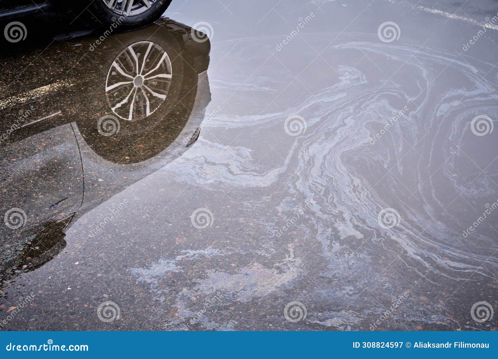 Engine Oil Stains of Car. Leak Under the Car when the Car is Park Stock ...