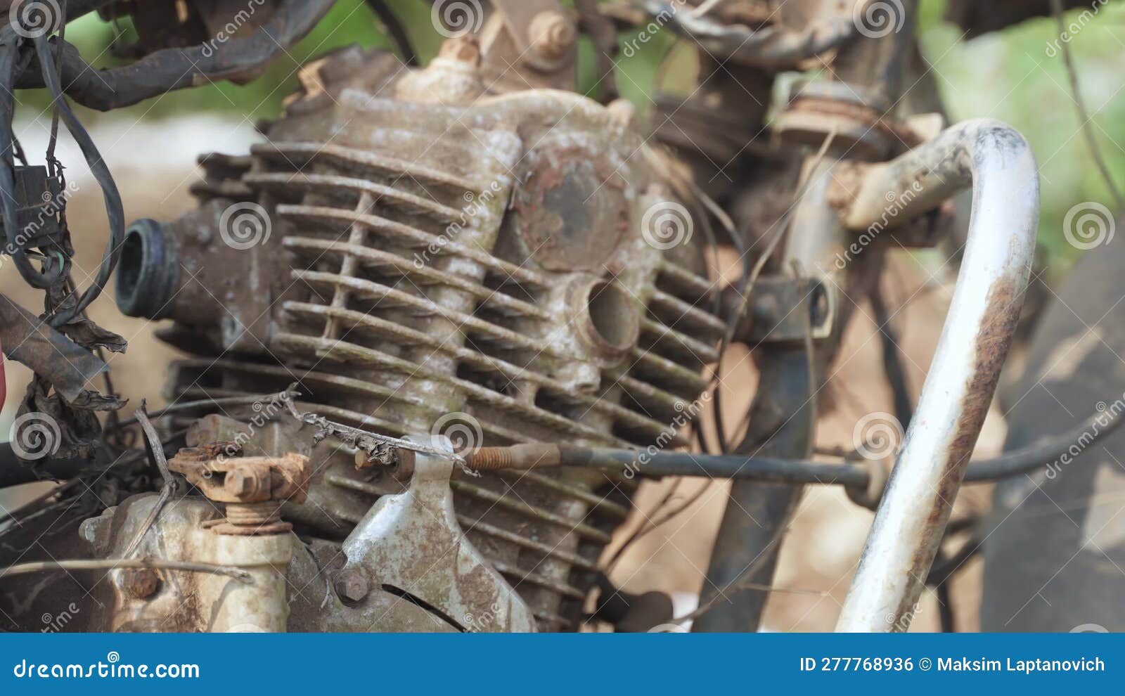 Engine of an Old Abandoned Motorbike with Rust and Dust Stock Footage ...