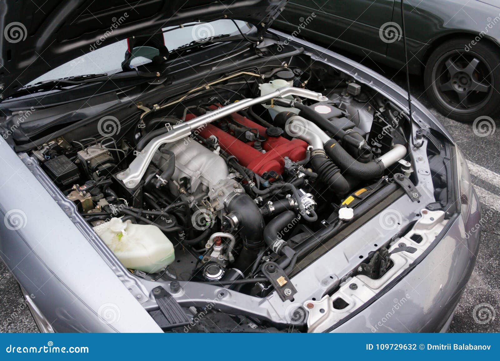 The Engine of the Old Car, the Bonnet is Open Stock Photo - Image of ...