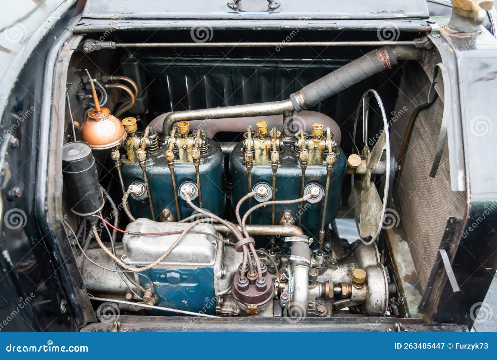 Engine of an old car stock image. Image of motor, carburator - 263405447